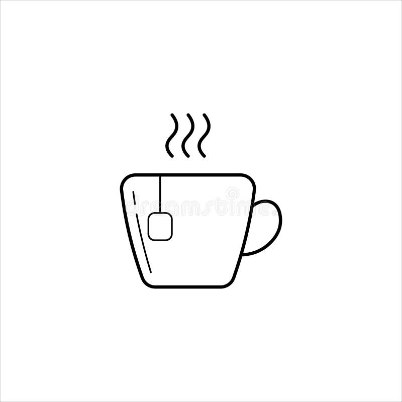 Cup of Tea with Steam Hot Drink Line Icon Blue on White Stock Vector ...