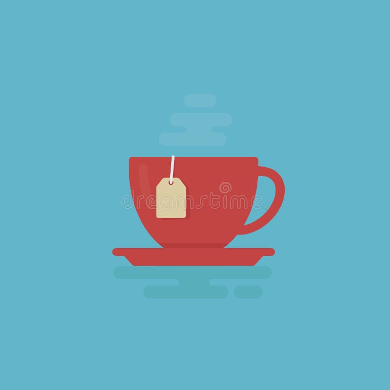 Cup of Tea with Steam Illustration. Tea Time Concept. Flat Design of ...