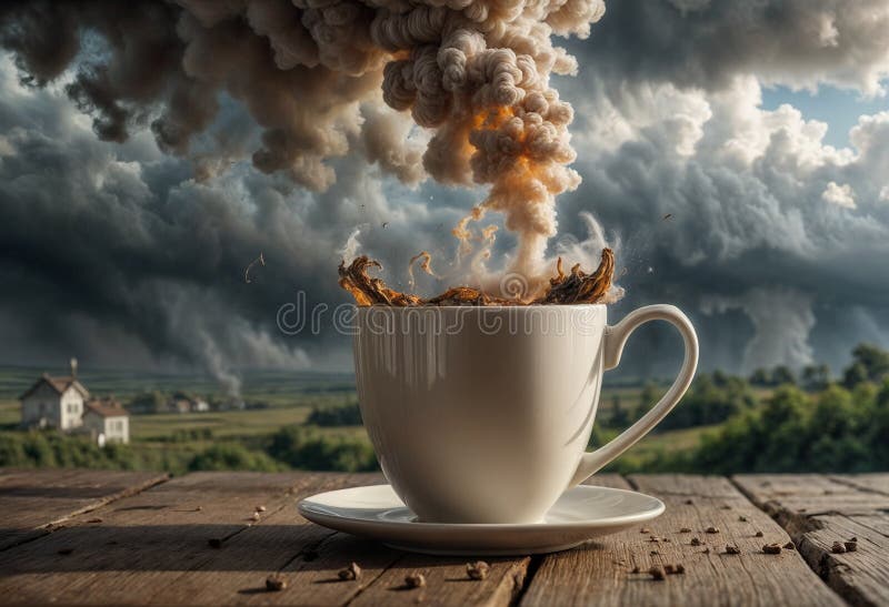 A Cup of Tea with Steam Rising Above it There is a Tornado - Generated ...