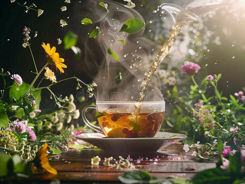 A Cup of Tea with Steam Rising Stock Illustration - Illustration of ...