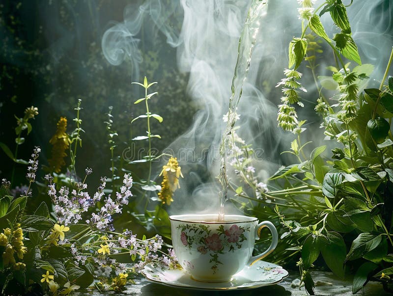 A Cup of Tea with Steam Rising Stock Illustration - Illustration of ...