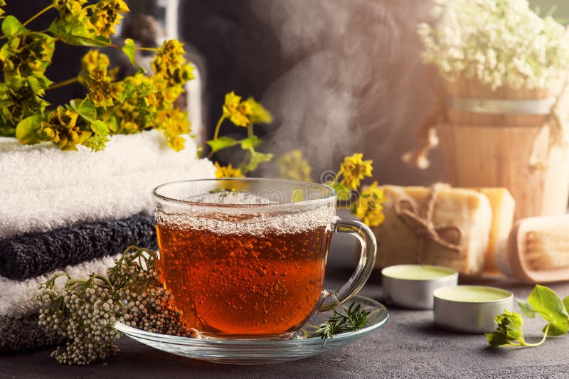 Cup of tea with steam stock photo. Image of cafe, clean - 6734982