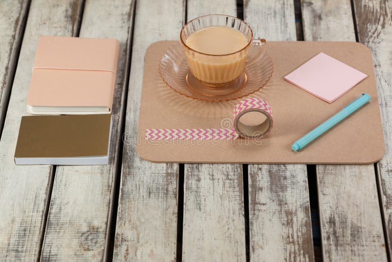 Cup of Tea, Sticky Notes, Diary, Notepad, Printed Sellotape and Pen ...