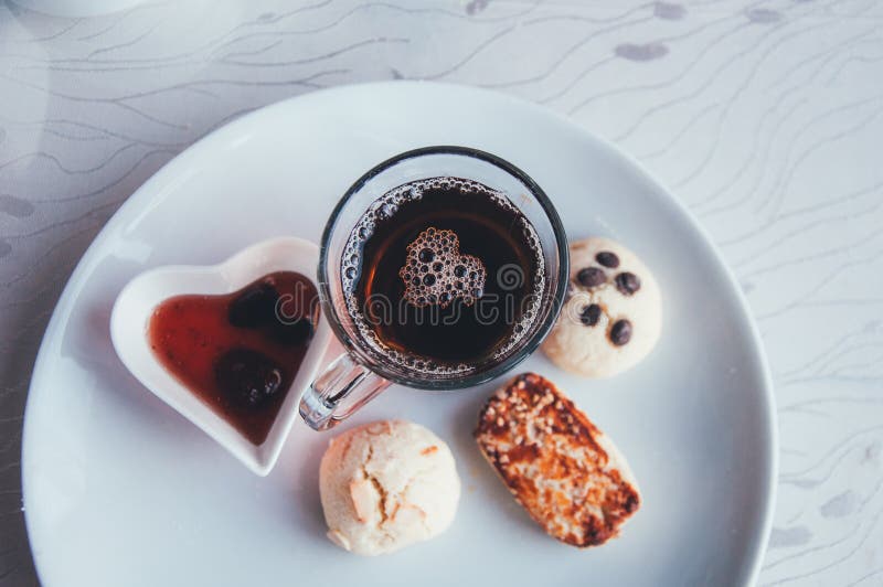 Cup of Tea with Sweet Biscuits Stock Image - Image of light, afternoon ...