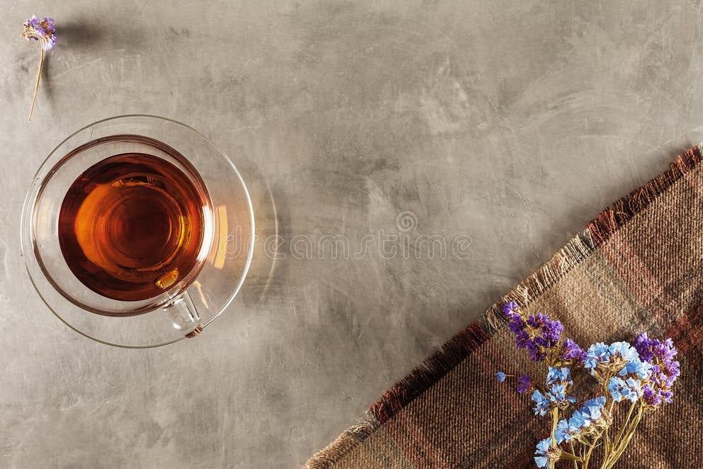 Cup Tea on a Table with Wildflowers Stock Photo - Image of glass ...