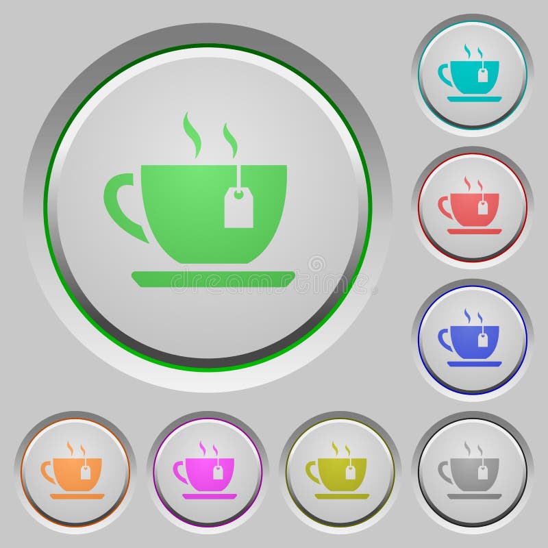 Cup of Tea with Teabag Push Buttons Stock Vector - Illustration of ...