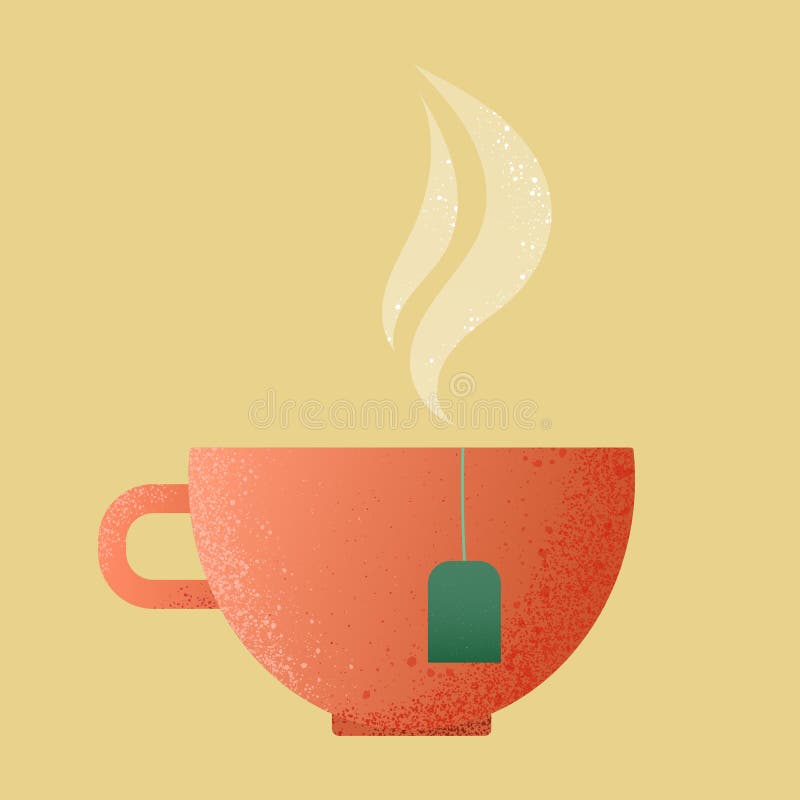 Cup of Tea. Vector Illustration with Grain Texture Stock Vector ...
