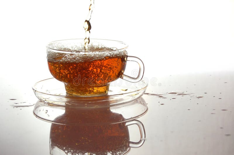 Cup of Tea on White with Reflection Stock Image - Image of copyspace ...
