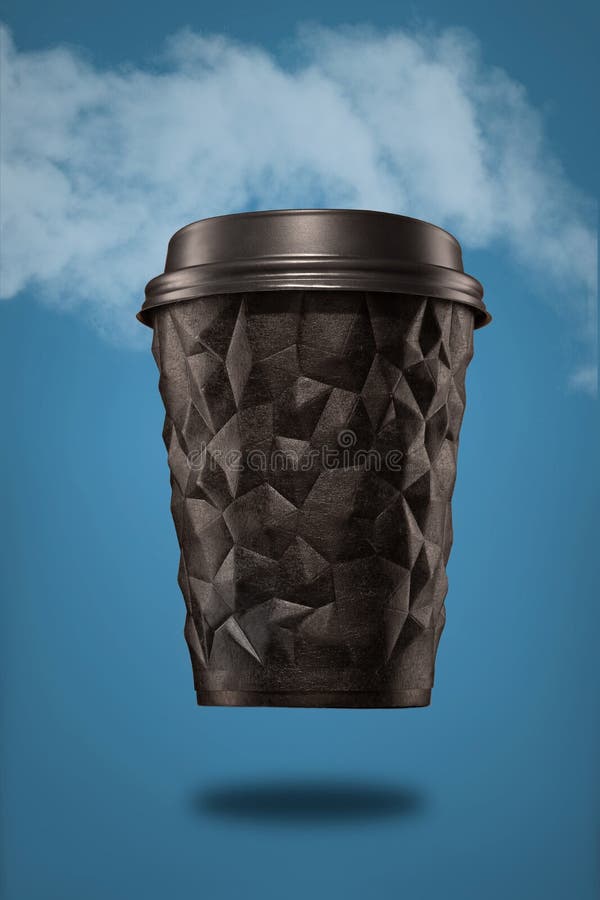 A Cup of Textured Coffee Geometry with a Black Cap Stock Photo - Image ...
