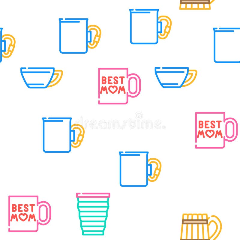 Cup Utensil for Drinking Beverage Vector Seamless Pattern Stock ...
