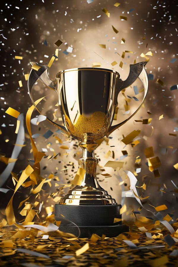 Cup of Victory Confetti. Selective Focus Stock Image - Image of victory ...