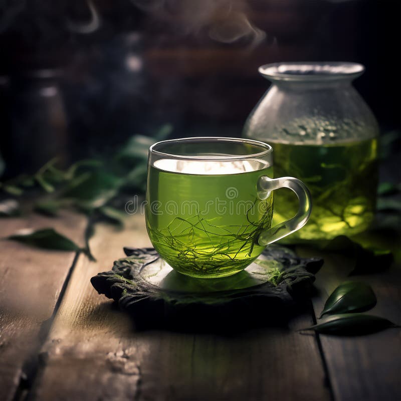 Cup of Warm Green Tea, Generative AI Stock Illustration - Illustration ...