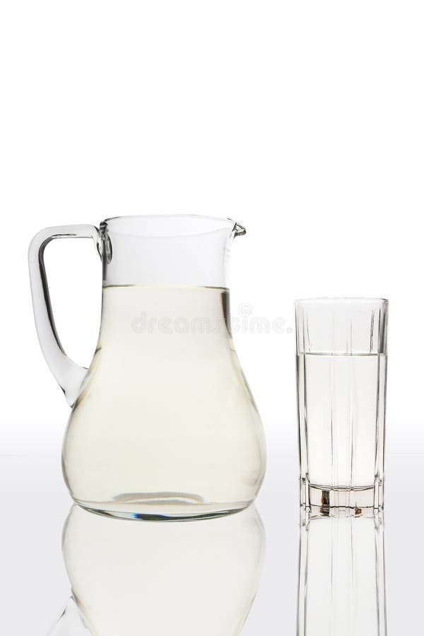 Pitcher and Glass Cup with Water Stock Photo - Image of clear, bottle ...