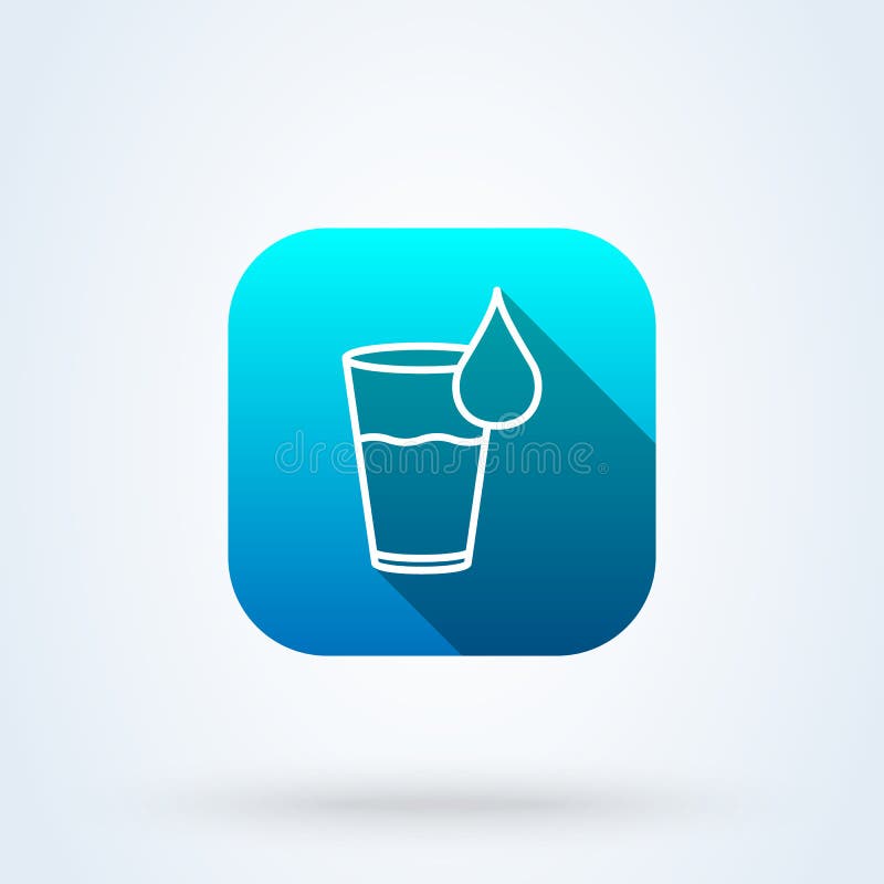Cup and Water Drop. Line Art Simple Vector Modern Icon Design ...