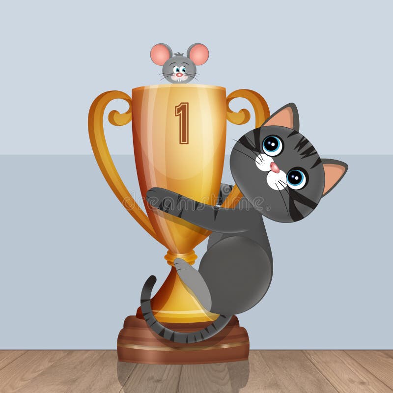 Cup Winner Champion Cat Illustration Stock Illustration - Illustration ...