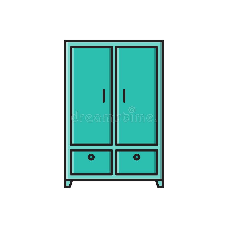 Cupboard Vector Flat Color Icon Stock Illustration - Illustration of ...