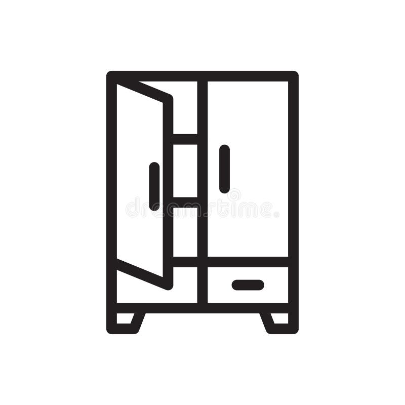 Cupboard Vector Thin Line Icon Stock Illustration - Illustration of ...