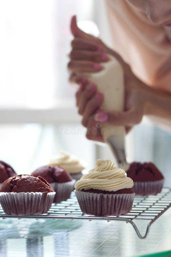 Cupcake stock image. Image of cooking, hand, making, sugar - 26608571