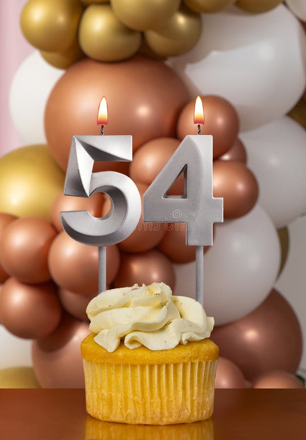 Cupcake Birthday Candle Balloons Background Number 54 Stock Photos ...