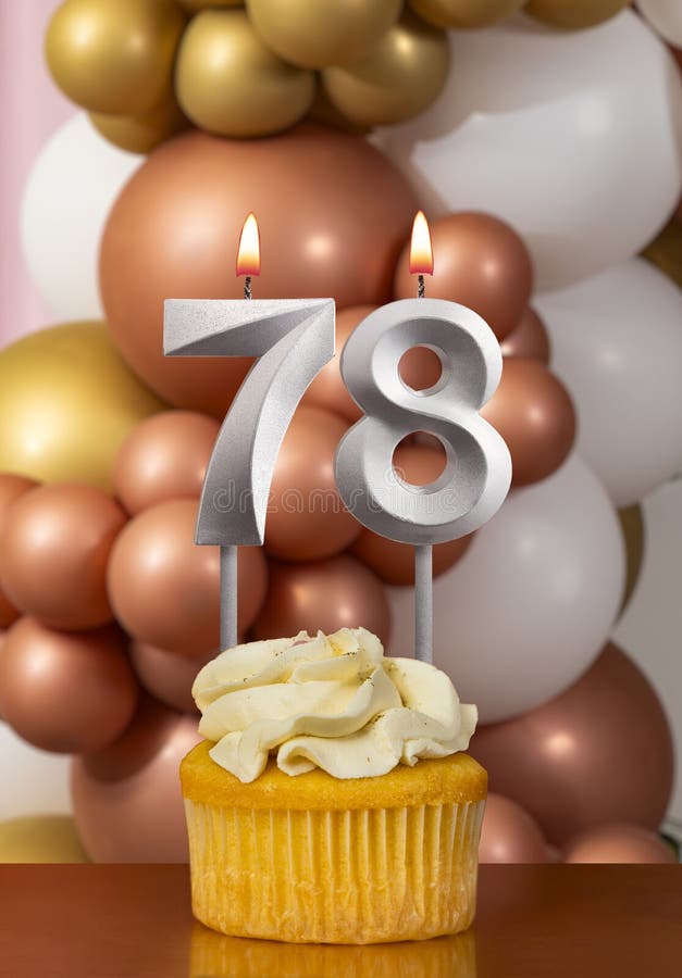 Cupcake Birthday Candle Balloons Background Number 78 Stock Photos ...
