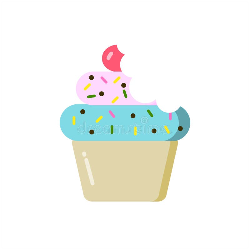 Cupcake Bite Flat Icon Style. Stock Vector - Illustration of organ ...