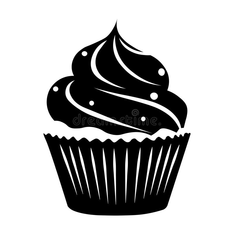 Cupcake Black Vector Icon on White Background Stock Vector ...