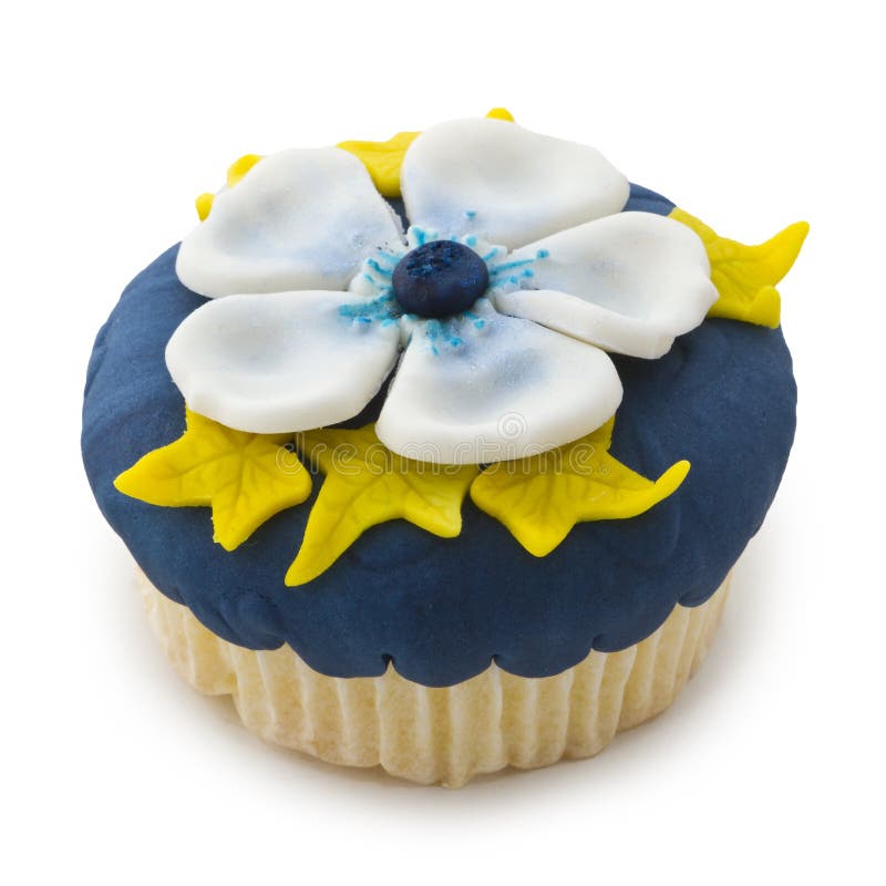 Cupcake in Blue, Yellow and White Stock Photo - Image of cupcake ...