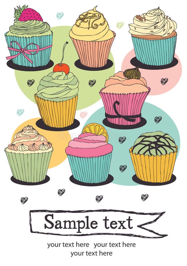 Cupcake Card stock vector. Illustration of doodle, cupcake - 31035129