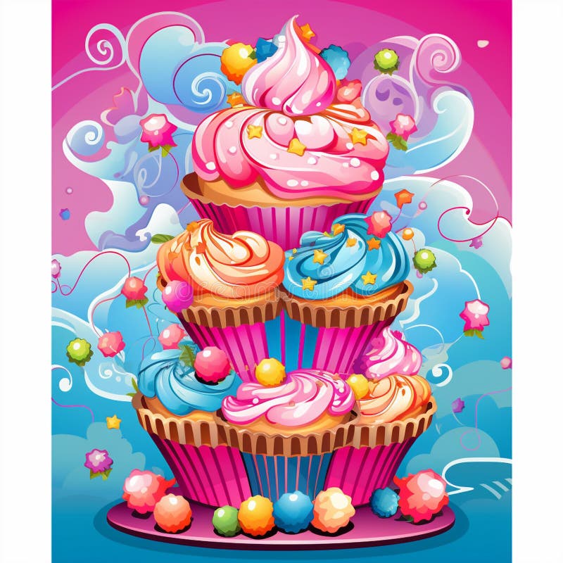 Cupcake Carnival: a Tower of Fun and Festivity Stock Image - Image of ...