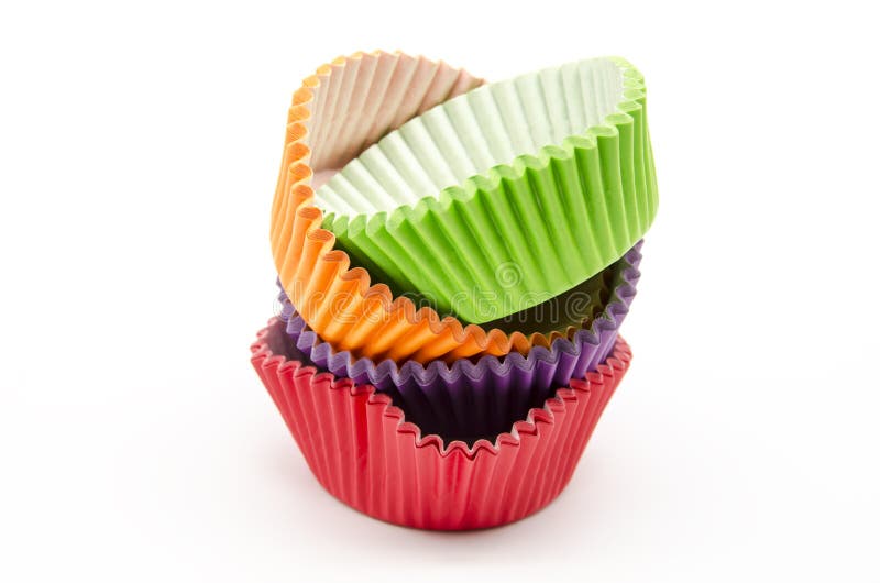 Empty Colorful Cupcake Cases Isolated on White Background Stock Image ...