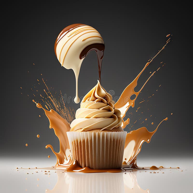 A Cupcake with a Chocolate Drizzle on Top of it Stock Illustration ...