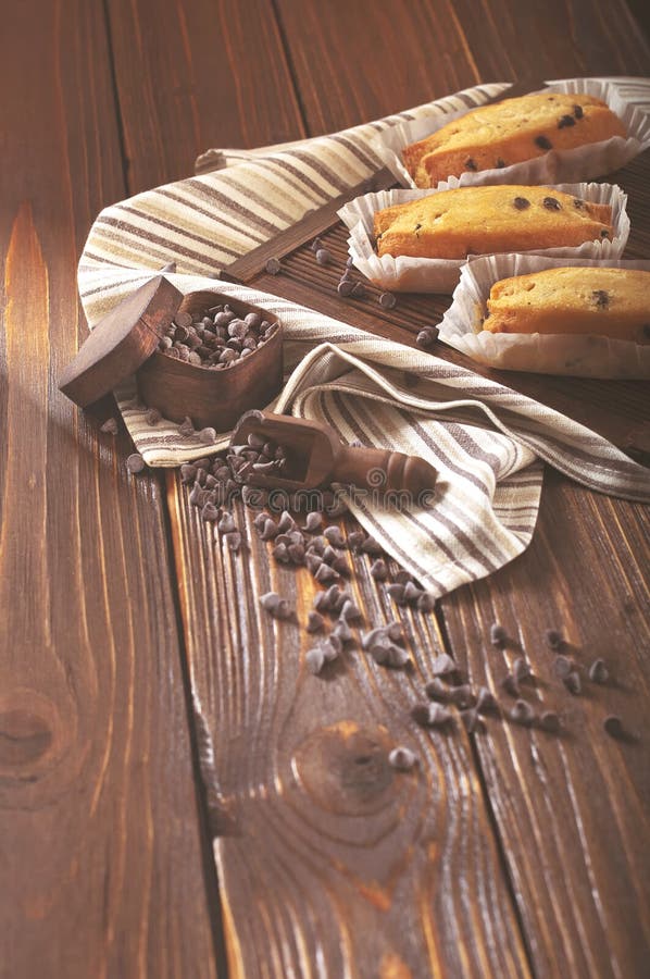 Cupcake and Chocolate Drops in Small Wooden Box Stock Image - Image of ...