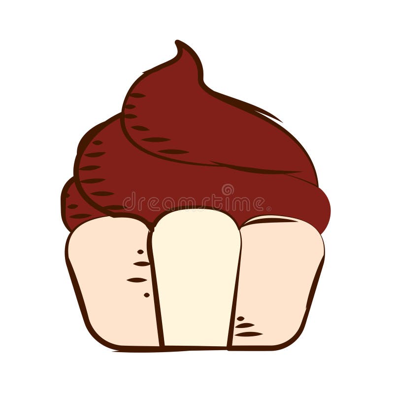 Cupcake with Chocolate Top. Vector Stock Illustration - Illustration of ...