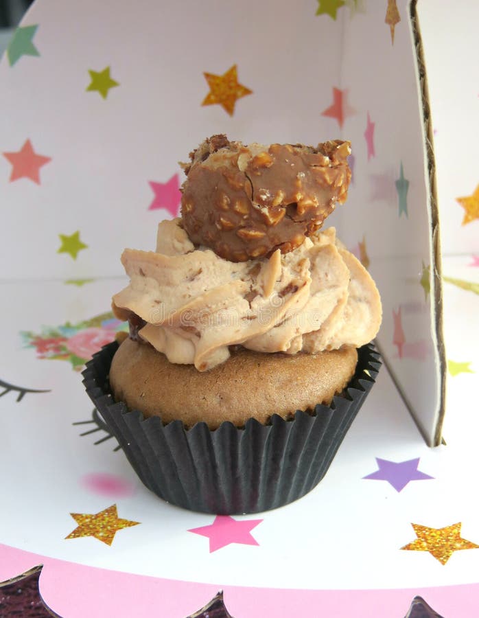 Cupcake Close Up with with Cream and Chocolate on Top Stock Image ...
