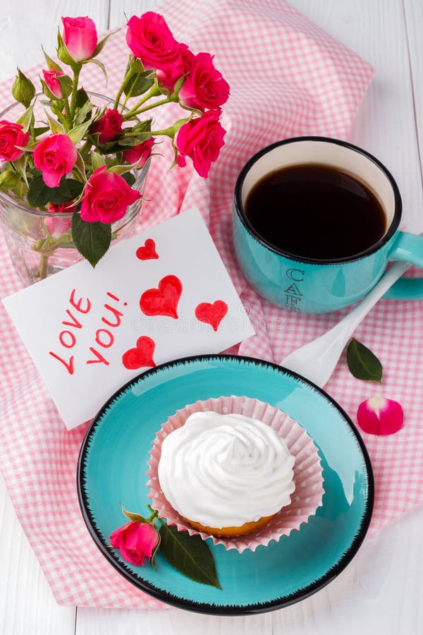 Cupcake and coffee stock photo. Image of drink, feelings - 65414914