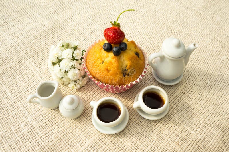 Cupcake and coffee stock image. Image of decorated, bouquet - 74254619