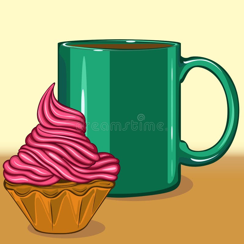 Cupcake with Coffee stock vector. Illustration of espresso - 144724184