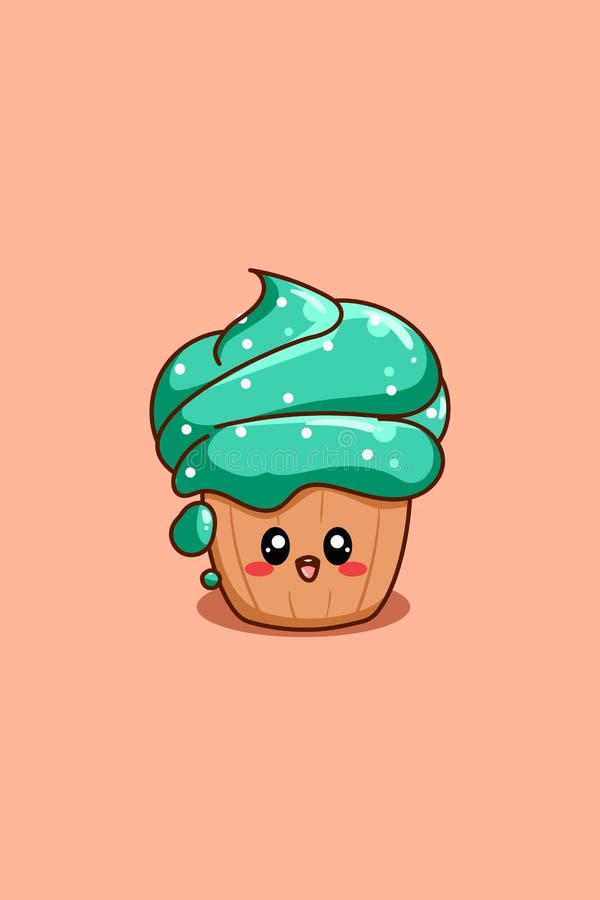 A Cupcake of Green Cream Cartoon Illustration Stock Vector ...