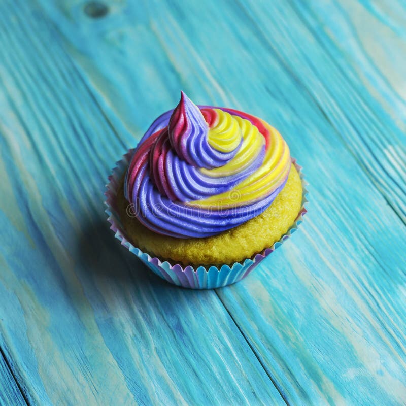 Cupcake Decorated with Multi-colored Stock Photo - Image of celebration ...