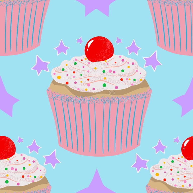 Cupcake Design Repeat Pattern Illustration Stock Vector - Illustration ...