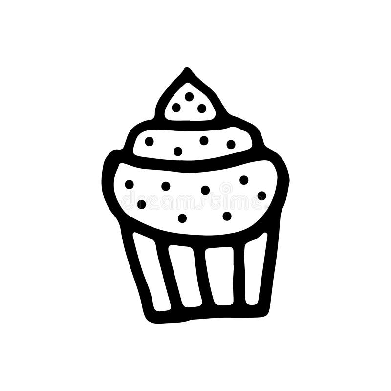 Cupcake Doodle Drawing. Icon Suitable for Logo, Pattern Design Stock ...