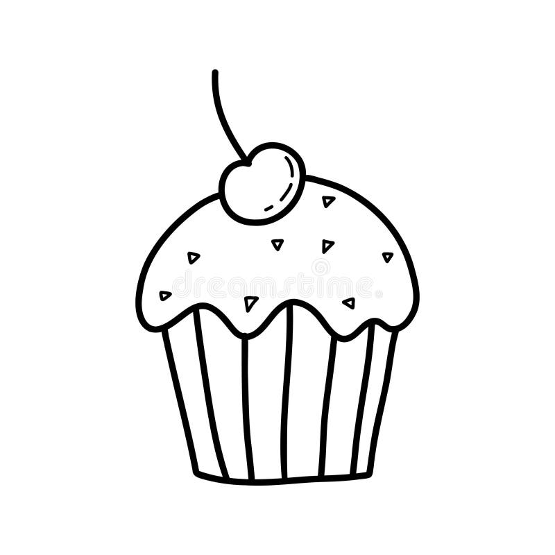 Cupcake Doodle Drawing. Icon Suitable for Logo Stock Vector ...