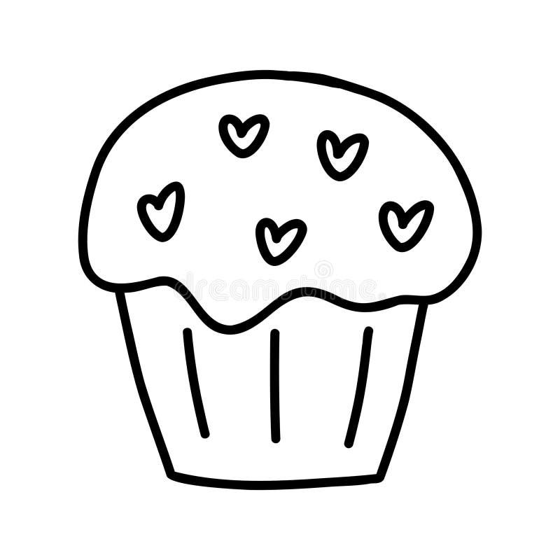Cupcake Doodle Drawing. Icon Suitable for Logo Stock Vector ...