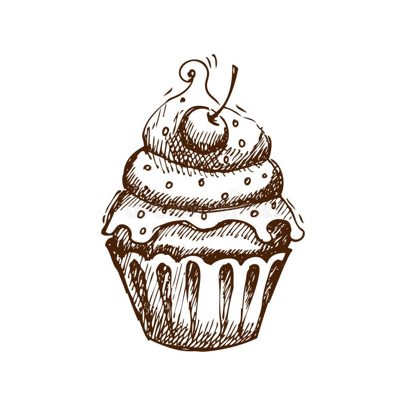 Cupcake Doodle Illustration Stock Vector - Illustration of dessert ...