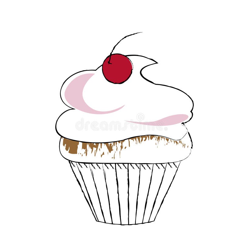 Cupcake drawing stock vector. Illustration of dessert - 361329453
