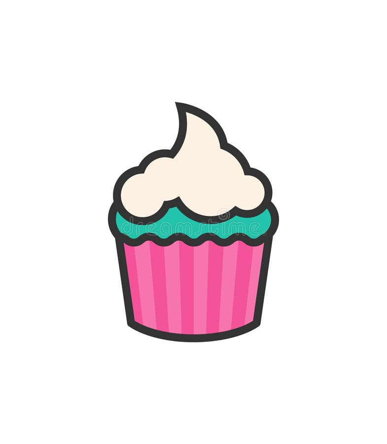 Cupcake with Frosting in Flat Design Illustration Stock Vector ...