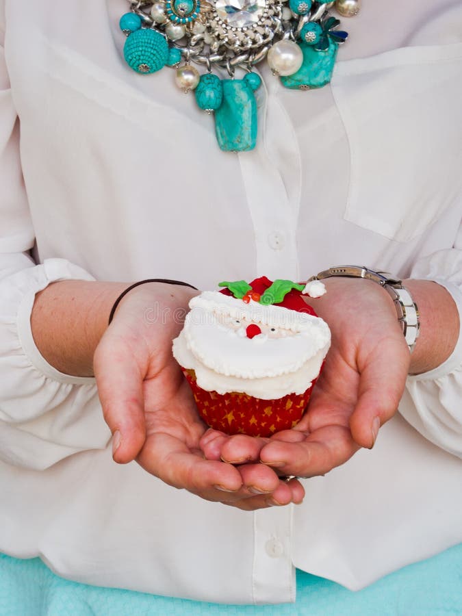 Christmas cupcake stock photo. Image of girl, blouse - 38815632