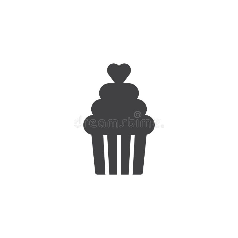 Cupcake with Heart Icon Vector Stock Vector - Illustration of love ...