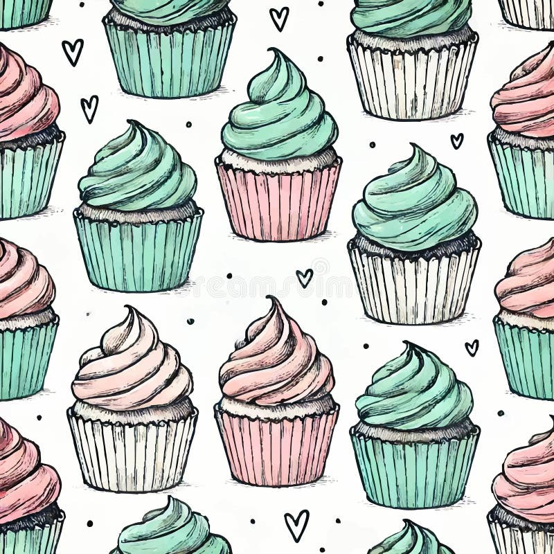 Cupcake Icing Print Design in Vector Stock Vector - Illustration of ...