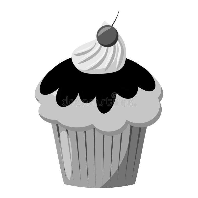 Cupcake Icon, Gray Monochrome Style Stock Illustration - Illustration ...